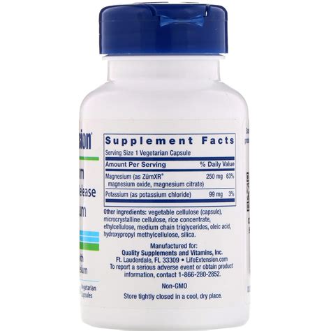 Life Extension Potassium With Extend Release Magnesium 60 Vegetarian