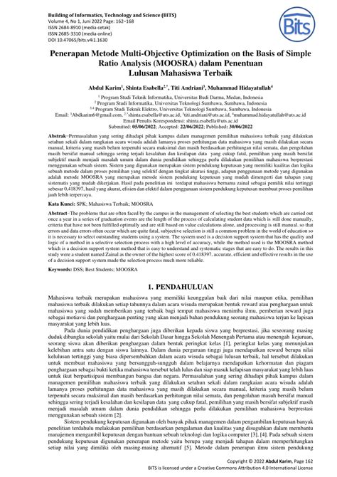 Pdf Penerapan Metode Multi Objective Optimization On The Basis Of