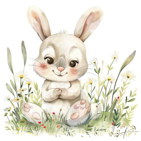 Osterhase Clipart Cute Clip Art Flacher Illustrationswagen Premium Vektor