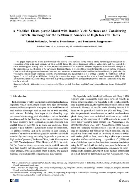 Pdf A Modified Elasto Plastic Model With Double Yield Surfaces And