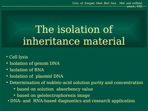 ppt the isolation of inheritance material cell lysis isolation of