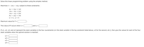 Solved Solve This Linear Programming Problem Using The