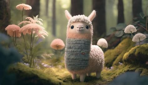 Premium Photo Little Pastel Lama In A Forest Sooo Soft Sooo Kawaii