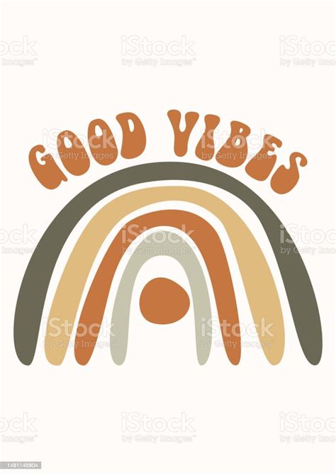 좋은 분위기 그림 그루비 포스터 보호 무지개 1970년대 히피 스타일로 프린트 스톡 벡터 일러스트 레이 션 0명에 대한 스톡 벡터 아트 및 기타 이미지 Istock
