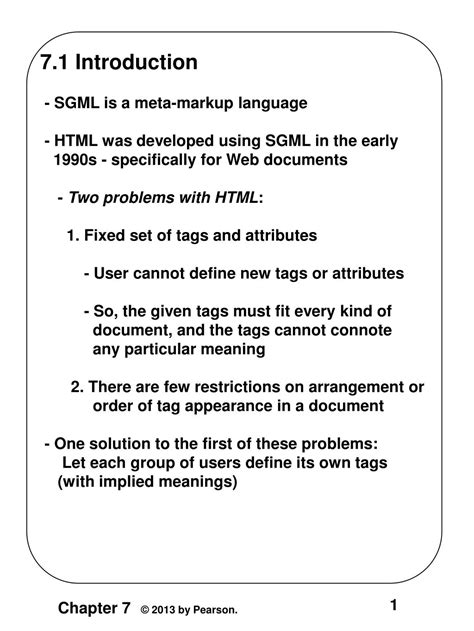 ppt 7 1 introduction sgml is a meta markup language html was
