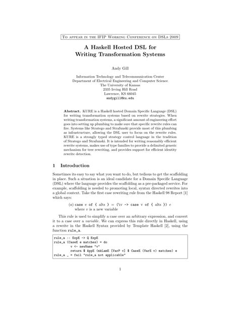 pdf a haskell hosted dsl for writing transformation systems
