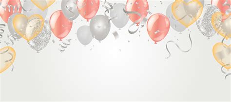 다채로운 생일 축하합니다 풍선 헤더 배경 색종이 및 선물 상자 생일 축하를위한 디자인 템플릿이있는 공지 사항 3차원 형태에 대한 스톡 벡터 아트 및 기타 이미지 Istock