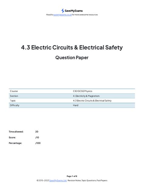 Igcse Phy Electricity Pdf Series And Parallel Circuits Electrical