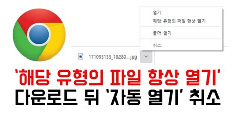 크롬에서 다운받은 파일 자동 실행 안 되게 하는 방법 해당 유형의 파일 항상 열기 설정 취소 방법 네이버 블로그