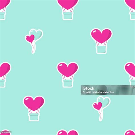 해피 발렌타인 데이 컨셉 분홍색 배경에 귀여운 풍선과 원활한 패턴 에어로 스타트 마음 원활한 배경 공휴일에 대한 스톡 벡터 아트 및 기타 이미지 Istock