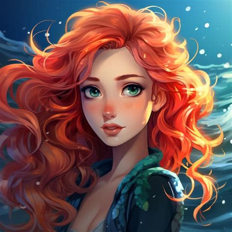 Premium Ai Image An Illustration Of A Girl With Long Red Hair And Green Eyes