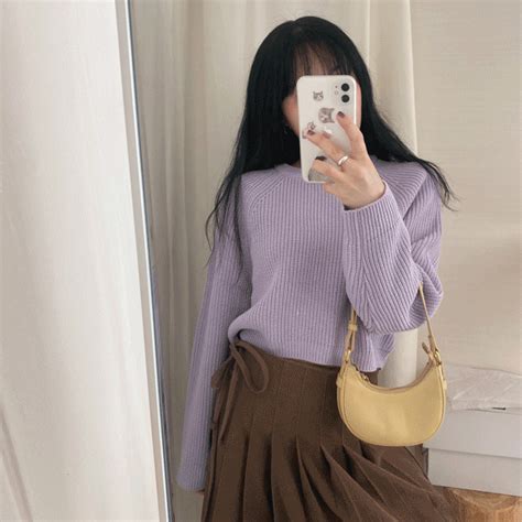 미니즈 하찌 사면 크롭 니트 에이블리