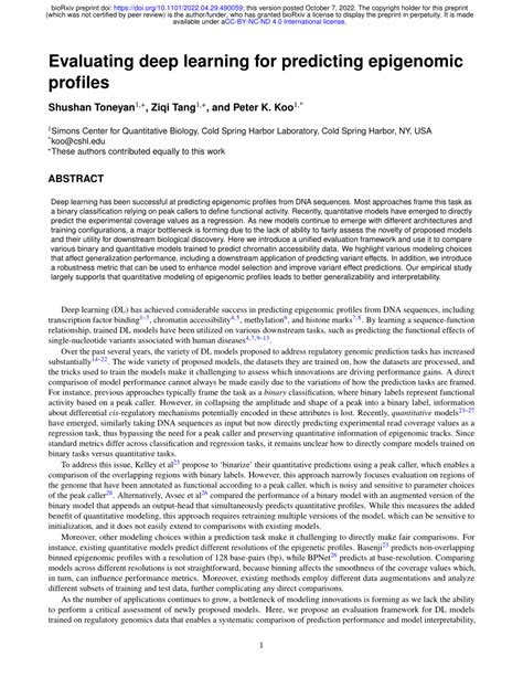 PDF Evaluating Deep Learning For Predicting Epigenomic Profiles