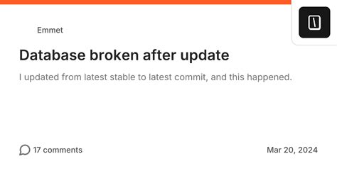 Database Broken After Update
