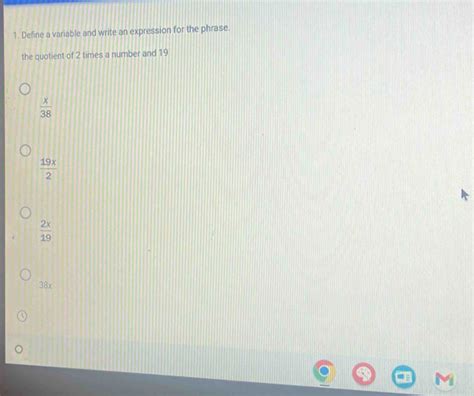 Solved 1 Define A Variable And Write An Expression For The Phrase