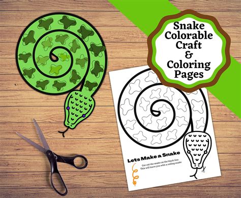 Printable Colorable Snake Craft And Snake Coloring Pages Color And Cut Out Your Own Snake
