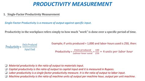 Productivity Measurement Types With Solved Examples Pptx