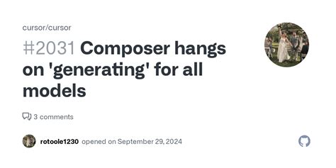 Composer Hangs On Generating For All Models · Issue 2031 · Cursorcursor · Github