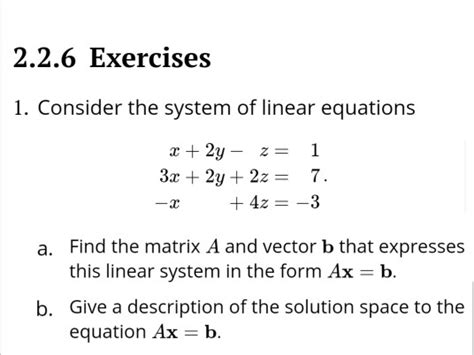 Solved 226 Exercises 1 Consider The System Of Linear