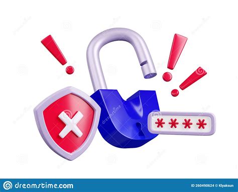 3d Render Secure Password Warning Personal Data Stock Illustration