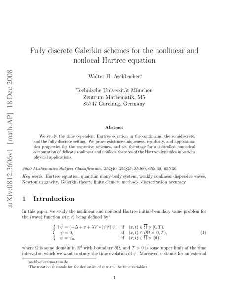 Pdf Fully Discrete Galerkin Schemes For The Nonlinear And Nonlocal Hartree Equation