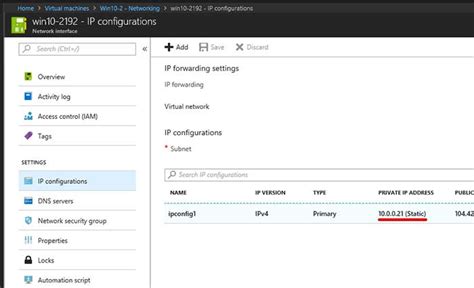 Assign A Static Ip Address To A Microsoft Azure Virtual Machine