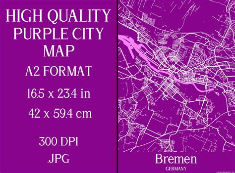 Bremen Germany Purple City Map Graphic By Mappingz · Creative Fabrica