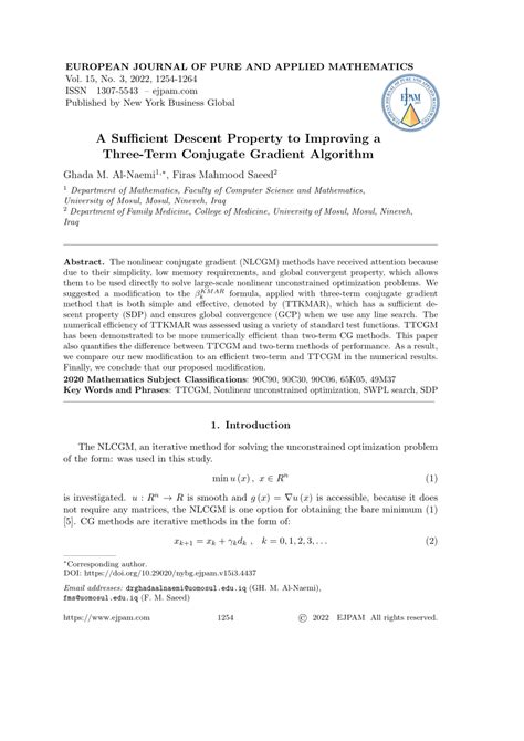 Pdf A Sufficient Descent Property To Improving A Threeterm Conjugate Gradient Algorithm