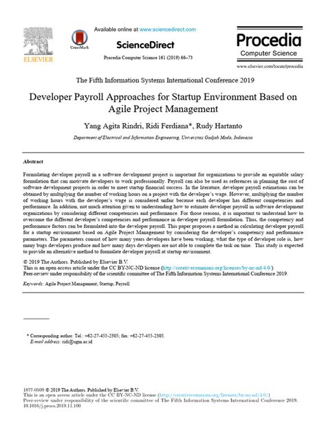 Developer Payroll Approaches For Startup Environment Based On Pdf Agile Software Development