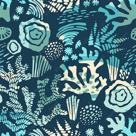 Premium Vector Vector Sea Seamless Pattern With Hand Drawn Textures