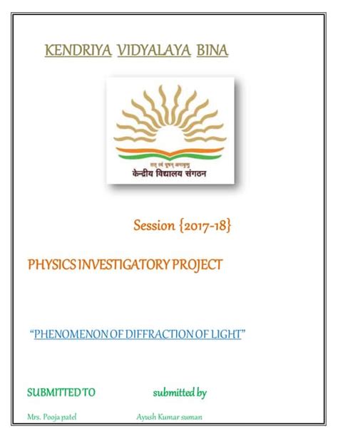 Physics Investigatory Project On Diffraction Pdf