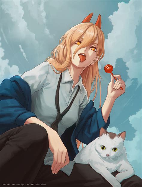 Artstation Power And Meowy Chainsaw Man Fanart