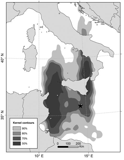 Kernel Activity Ranges 90 80 70 And 50 Of Locations In The Download Scientific