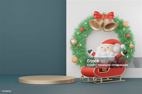 메리 크리스마스와 새해 복 많이 받으세요 개념으로 제품 및 화장품 프레젠테이션을 위한 3d 디스플레이 연단 현대 기하학 모형 및 브랜드 표시를위한 플랫폼 최소한의 깨끗한