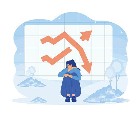 Crisis Concept Bankruptcy With Falling Down Profit Graph And Money Decrease Flat Vector Modern