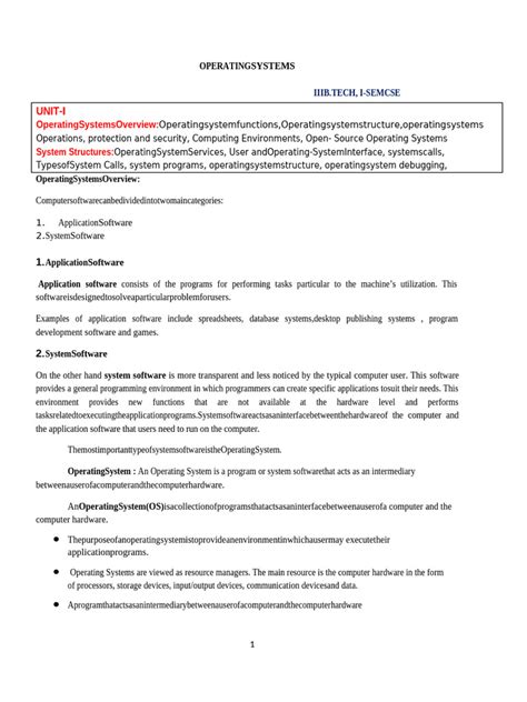 Os Unit I Pdf Operating System Kernel Operating System