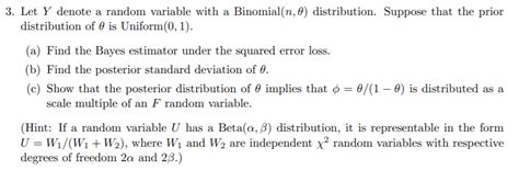 Solved 3 Let Y Denote A Random Variable With A Binomialan