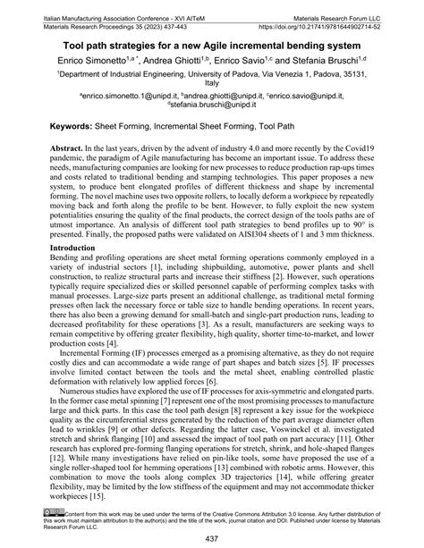 PDF Tool Path Strategies For A New Agile Incremental Bending System