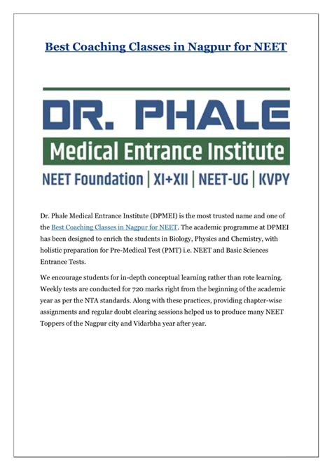 Ppt Best Coaching Classes In Nagpur For Neet Powerpoint Presentation Id11606563