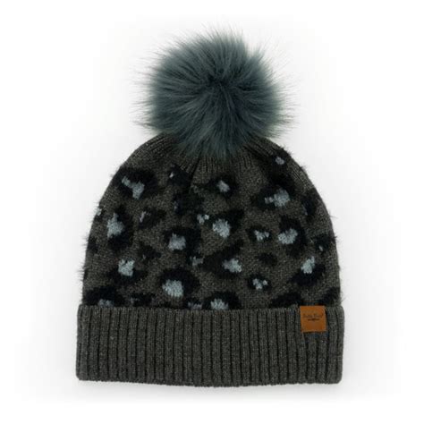 Snow Leopard Pom Hat Black Britts Knits The Penguin Gallery