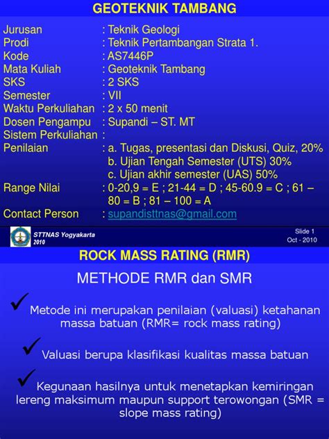 Geoteknik Tambang Klasifikasi Batuan Rmr Smr System