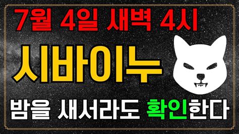 시바이누 Shib 7월 4일 새벽 4시 저는 밤을 새서라도 기다리고 확인해야겠습니다 비트코인 이더리움 시바이누전망
