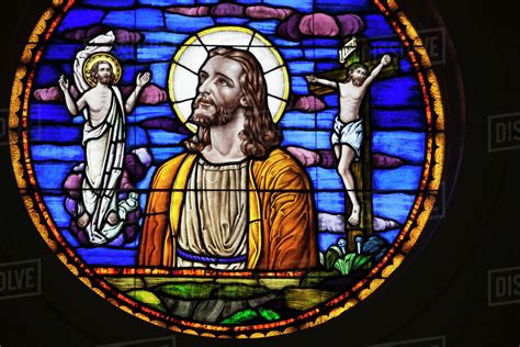 Stained Glass Window Depicting Jesus Christ And His Death And