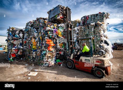 Baled Plastics At A Plastic Recycling Plant In Geelong Victoria