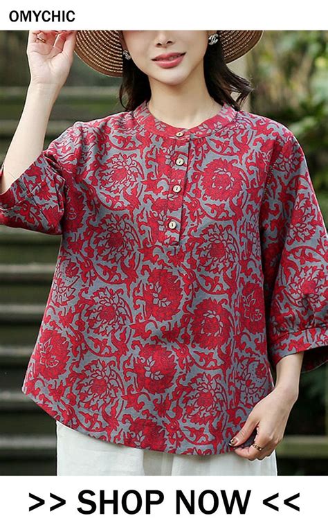 Top Quality Red O Neck Jacquard Linen Blouse Tops Bracelet Sleeve New