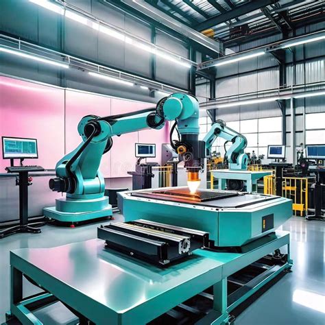 Advanced High Precision Robotic Arms On A Fully Automated Assembly Line At A State Of The Art