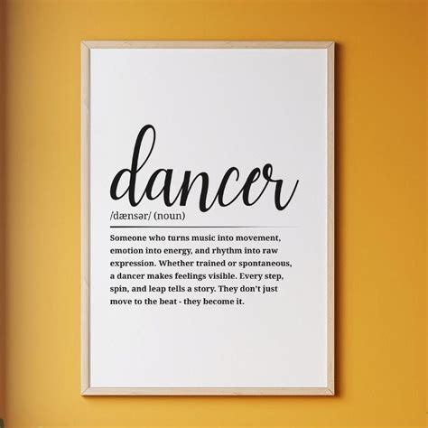 Dancer Definition Art Print • Dance Lover T • Printable Wall Art Etsy