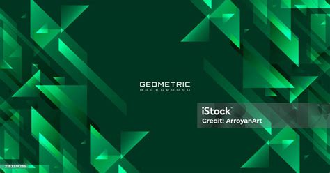 3d 녹색 기하학적 추상 배경 겹침 레이어는 빛나는 삼각형 효과 장식으로 어두운 공간에 있습니다 웹 배너 포스터 전단지 카드 표지 또는 브로셔를 위한 현대적인 그래픽 디자인