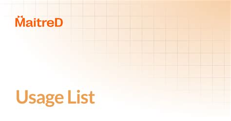 Usage List Md Documentation Center