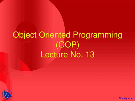 Pointer To Objects Object Oriented Programming Lecture Slides Docsity